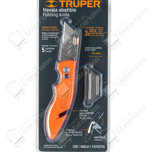 Truper Cutter Retractil Plegable Hoja Trapezoidal - Centro de Materiales