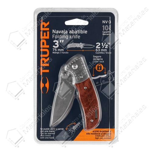 Truper Navaja Plegable 3" Acero Inoxidable - Centro de Materiales