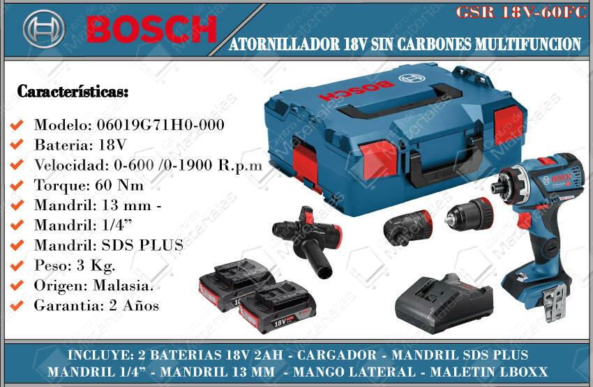 Bosch Atornillador Taladro 18v Combinado 4 En 1 Gsr 18 V-ec Fc2 S/ Carbon Lboxx Flexick - Centro ...