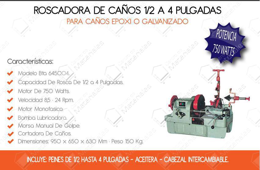 Bta Roscadora Electrica 1/2" A 4" - 750 W - Centro de Materiales